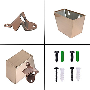 Luwanburg Stainless Beer Cap Opener Wall Mounted Bottle Opener with Cap Catcher Antique Copper