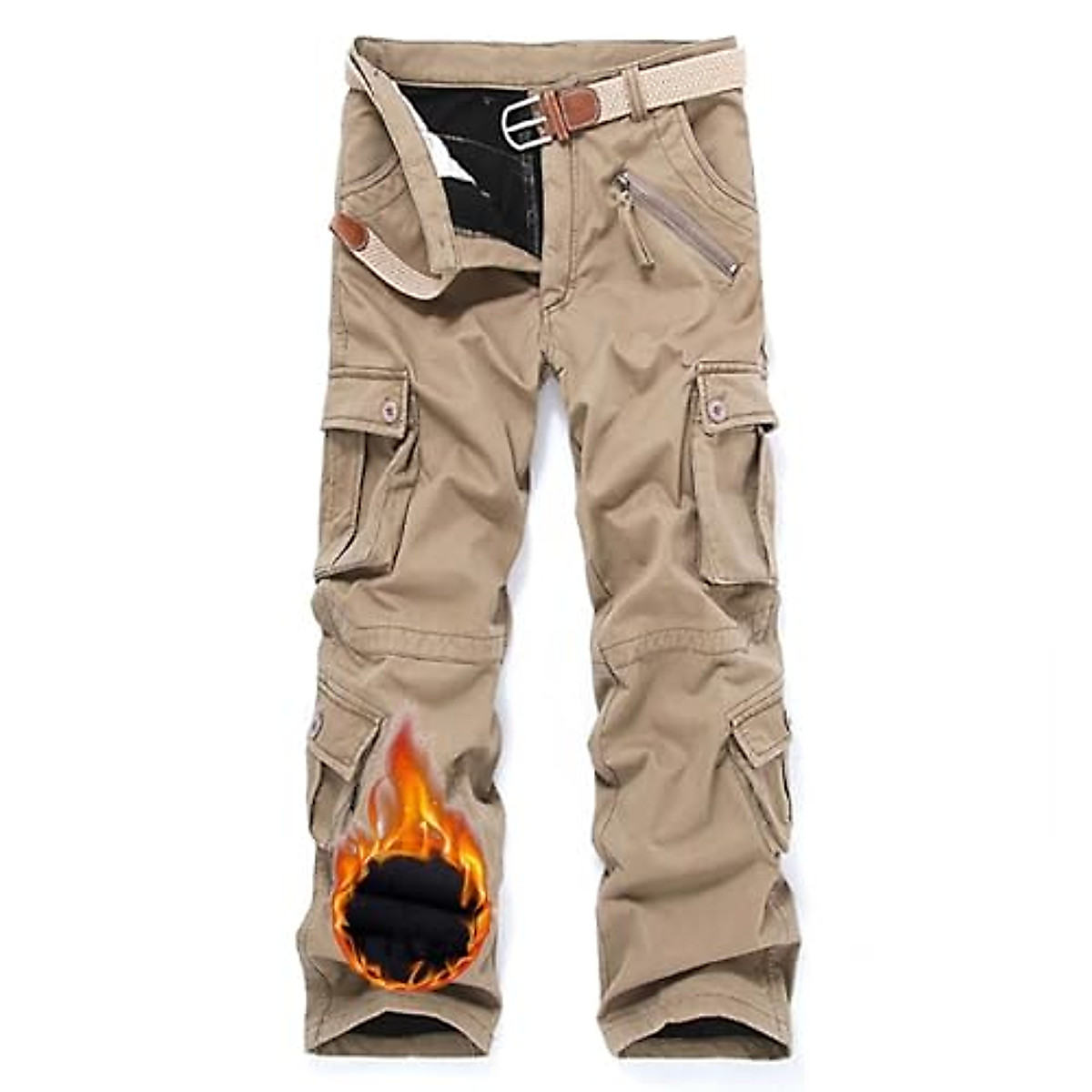 Tactical Trousers Mens Fleece Lining Winter Warm Camping Hiking Pants Multi Pockets Combat Cargo Work Pants