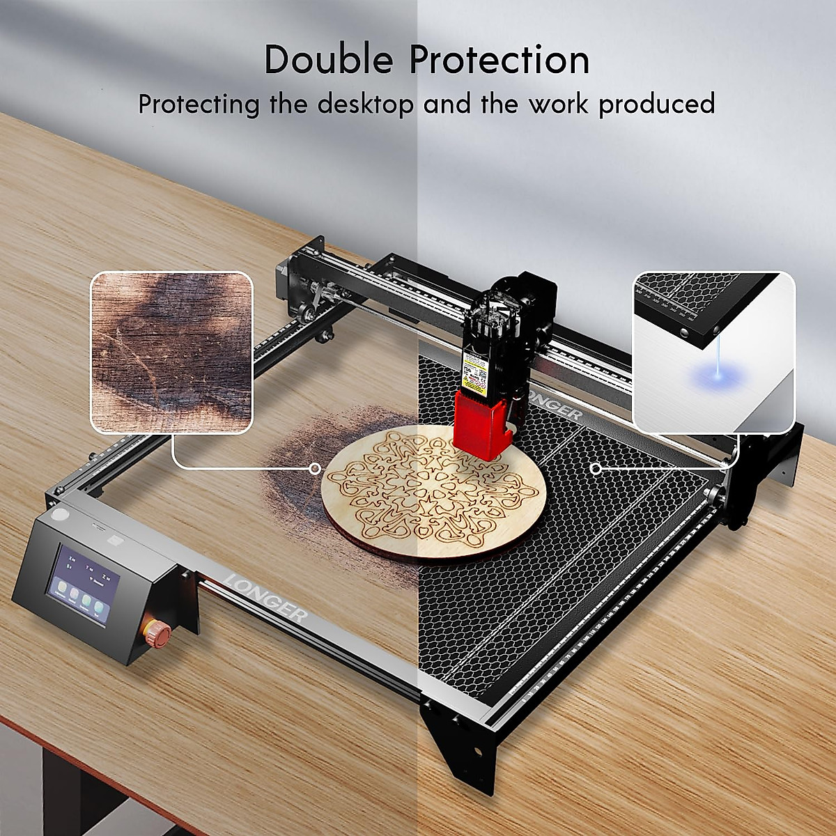 Longer Honeycomb Working Table, 15.7"x 15.7"x 0.86" Honeycomb Working Bed for CO2 or Diode Laser Engraver Cutting Machine, Fast Heat Dissipation with Aluminum Plate for Table-Protecting