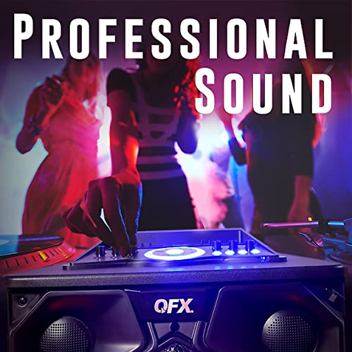QFX E-1500 Professional Large Bluetooth Speakers | Portable PA Speaker System | Dual 15” Woofers, 1.5” Tweeter, and Party Lights