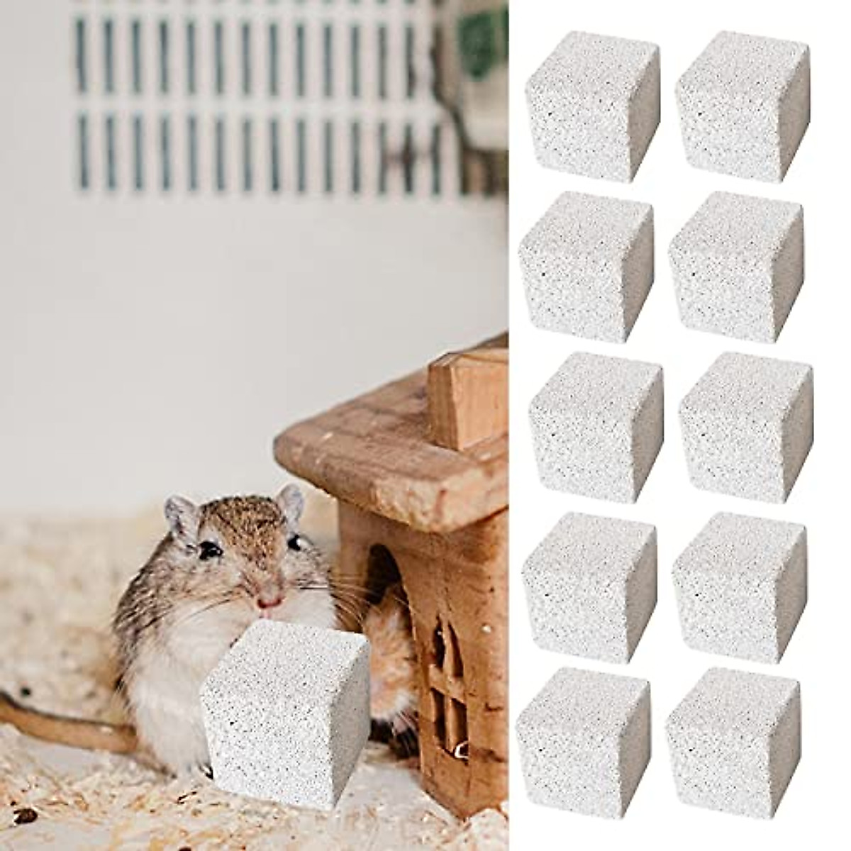 MagiDeal 10Pcs Stone Square Hamster Teeth Grinding Pet Teeth Supplies Chewing Toy, Rodent Stone Pet Chew Toy for Chinchillas, Gerbil, Rat, Pets, 3cm