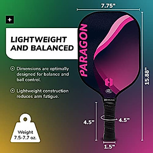 Helium Paragon Pickleball Paddles Set of 4 - USAPA Certified - Graphite Fiberglass Surface, Lightweight Honeycomb Core