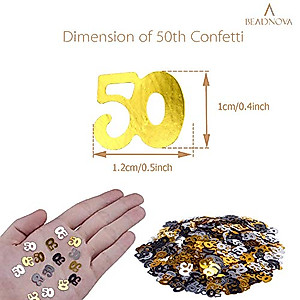 BEADNOVA 50th Birthday Confetti Fifty Years Old Confetti 50 Anniversary Number Confetti for Birthday Party Decor Wedding Table Decoration (1oz, Gold Silver Black Mix)