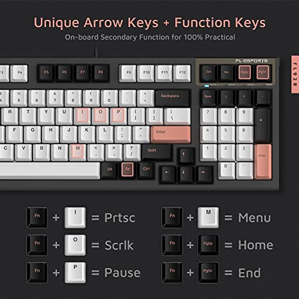 FL ESPORTS FL980 96% 1800 Layout Wired Mechanical Keyboard, 98 Keys RGB Hot Swappable Programmable Gaming Keyboard w/Light Tactile Kailh Box White Switches, Durable PBT Keycaps, (Olivia)