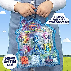 Horizon Group USA Bluey Friendship Jewelry, Create 4 Bluey Charm Bracelets & 2 Bluey Charm Necklaces, Includes 150 Beads & 6 Rubber Charms with Bluey Storage Case, Gifts for Kids Boys Girls