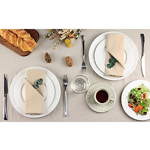 INFEI Plain Color Dinner Cloth Napkins, Set of 12 (16.9 x 16.9 Inches), Reusable Cotton Kitchen Table Napkin, for Cocktail Parties, Weddings, Hotel & Home Use (Linen)