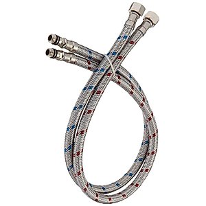 Bathfinesse 20-Inch Long Faucet Connector Braided Stainless Steel Bathroom Kitchen Faucet Flexible Supply Hose 3/8-Inch Female Compression Thread x M10 Male Connector, x 2 Pcs (1 Pair)