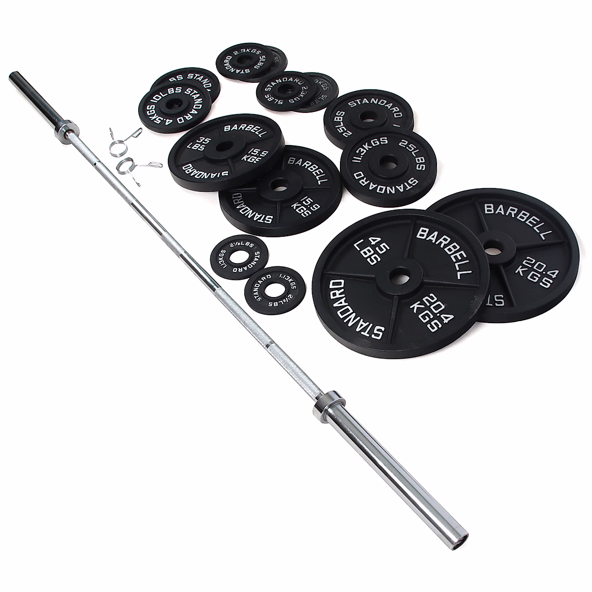 Signature Fitness Cast Iron Olympic Weight Including 7FT Olympic Barbell, 300-Pound Set, Multiple Packages