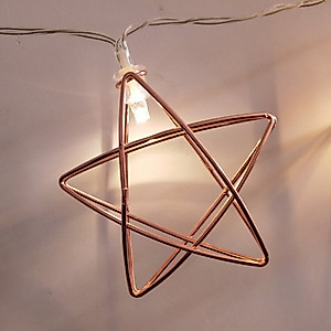 AMZSTAR 3M 20LED Rose Golden Metal String Lights, Geometric Lights Diamond Battery Powered Fairy Lights Indoor Decorative Lights for Home Bedroom Garden Wedding Party (Star)