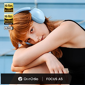 OneOdio Focus A5 Wireless Over-Ear Headphones, Hybrid Active Noise Cancelling, 75H Playtime, Hi-Res LDAC Wireless Audio, Bluetooth 5.4, Built-in Mic for Clear Calls, Low Latency Game Mode