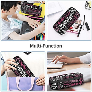Custom Pencil Case with Name, Personalized Stationery Organizer Pencil Pouch Add Your Own Name, Customized Zipper Pencil Box Gifts for Teen Boys Girls Students School (Black Pink)
