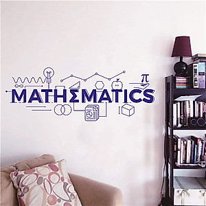 Children Room Mathematics Sign Wall Stickers Math Education Vinyl Decals School Classroom Decoration Motivational Poster Wall Murals HQ951 (Blue)