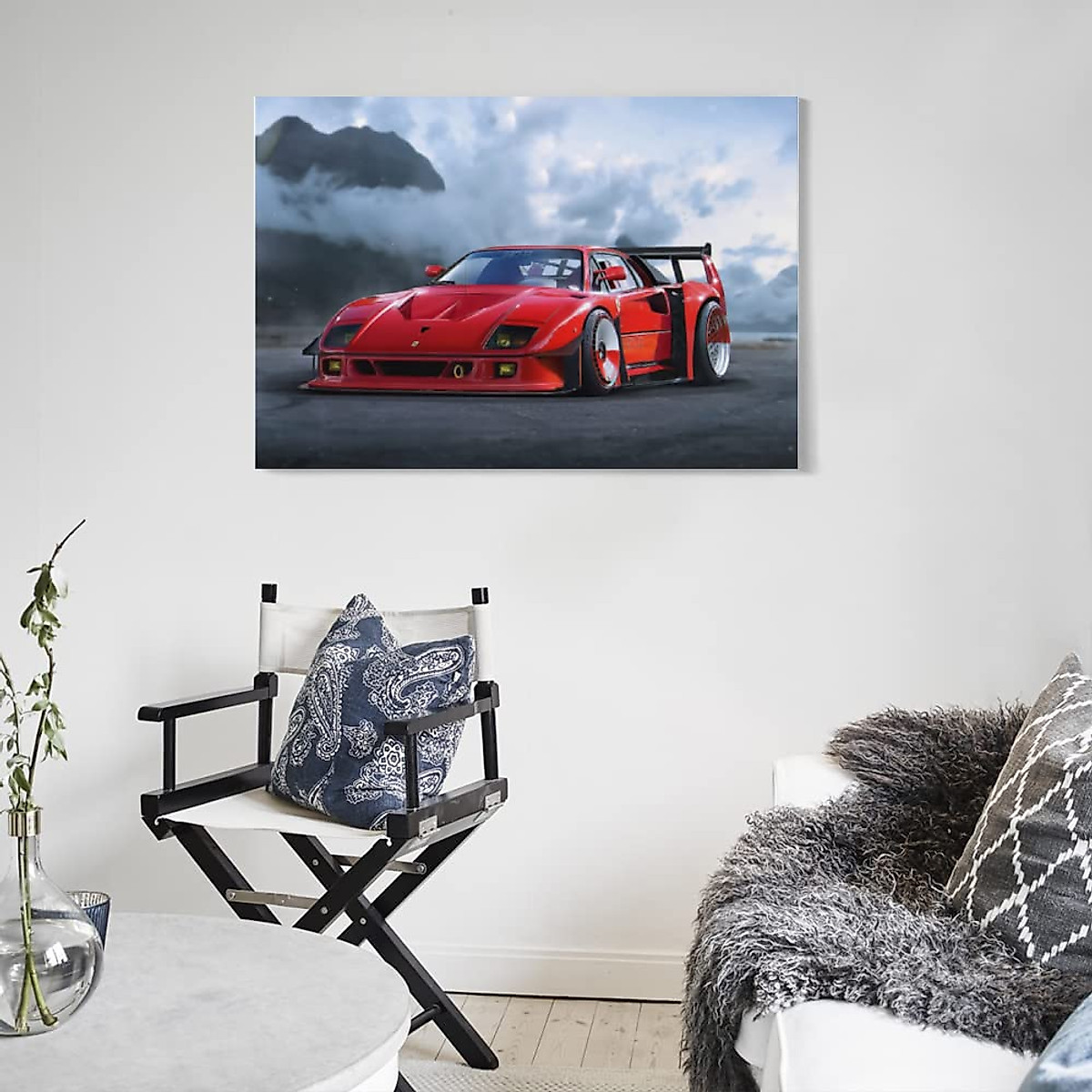 klloq Ferrari F40 Super Sports Car Poster 6 Canvas Poster Wall Art Decor Print Picture Paintings for Living Room Bedroom Decoration Frame 12x18inch(30x45cm)