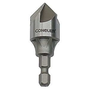 CONQUER Tools 5 Flute Metal Countersink Drill Bit, 90 Degree for 1/4'' Hex Shank Fit 1/8"-3/4"(3mm-19mm), Burr Removal, Deburring Beveling Chamfer Tool, Holes Shaping Trimming, Inner/Pipe Reamer