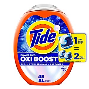 Tide Oxi Boost Power PODS Laundry Detergent Pods, 45 Count, Stain Remover Plus Oxi Power