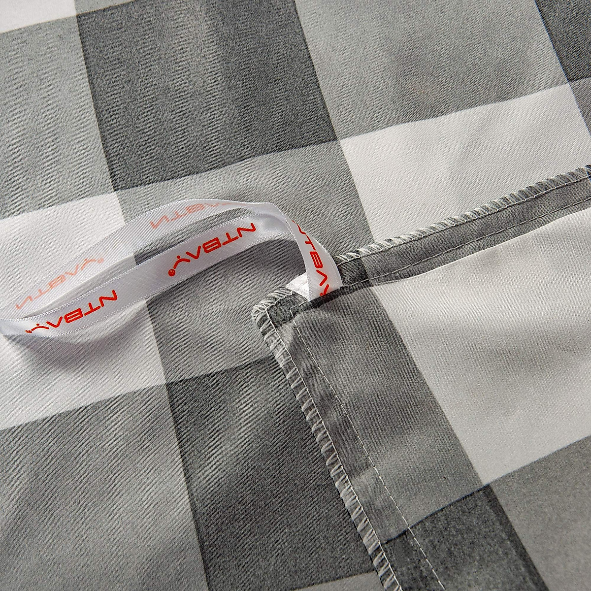 NTBAY Microfiber Twin Duvet Cover Set, 2 Pieces Ultra Soft Buffalo Check Printed Comforter Cover Set with Zipper Closure and Corner Ties, Black and White