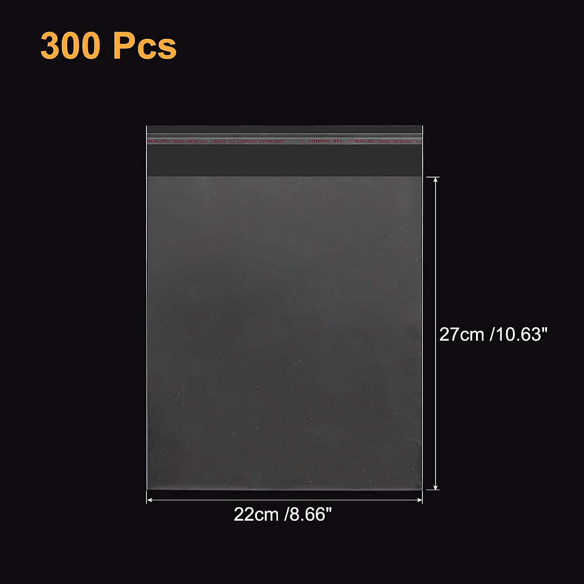 uxcell 300Pcs Clear Cello Bags, 8-7/16" x 10-1/4" Plastic Self Sealing OPP Cello Treat Bags Cello Poly Bags for Packing Cookies Candy Jewelry Gifts, Clear