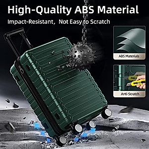 SHOWKOO Luggage Sets Expandable ABS Hardshell 3pcs Clearance Luggage Hardside Lightweight Durable Suitcase sets Spinner Wheels Suitcase with TSA Lock (Dark Green)