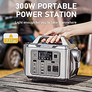 Steelite Roket 300 Portable Power Station 300W(Peak 600W),296Wh Backup Lithium Battery Portable Generator with 2 Pure Sine Wave AC Outlets Solar Generator for Outdoor Camping RV Travel Emergency CPAP