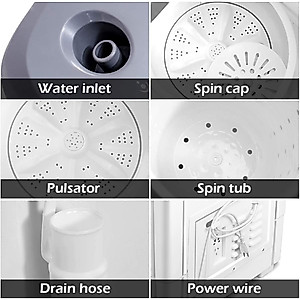 FUTADA Washing Machine, Twin Tub Washer, 20Lbs Capacity Washer & Spinner, Durable Design Energy Saving, w/Inlet and Drain Hose, Compact Laundry Machines for Apartment, Home, Dorm Gray