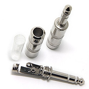 Ancable 10-Pack 6.35mm Male Audio 1/4" Plugs TRS Phone Plug, Solder Type