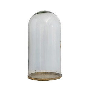 Creative Co-Op Decorative Glass Cloche with Metal Base, Antique Brass Finish