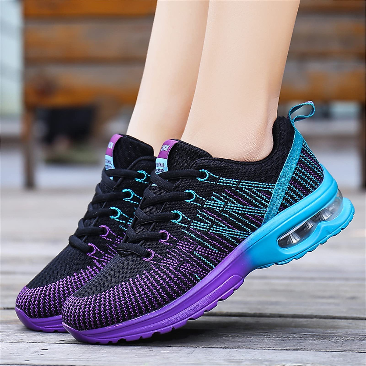 Running Shoes AIR Cushioning for Women's Athletic Trail Running Walking Fitness Gym Sport Fashion Tennis Sneaker Shoe Ladies Girl Lace-up Light Weight Breathable, Purple Size 10-Inside 25.5cm