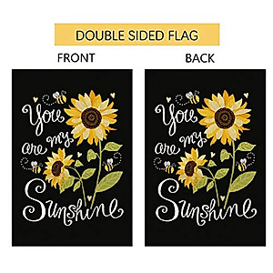 BLKWHT Spring Summer Sunflower Garden Flag You are My Sunshine Vertical Double Sided Fall Farmhouse Floral Black Burlap Yard Outdoor Decor 12.5 x 18 Inches (153839)