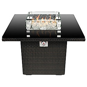 Outland Fire Table Tempered Glass Wind Guard Fence for 36-Inch Square Series 410 Outdoor Propane Fire Pit Tables, 17-Inch Square x 4.5-Inch Height – Thick 5/16-Inch Safety Barrier Clear