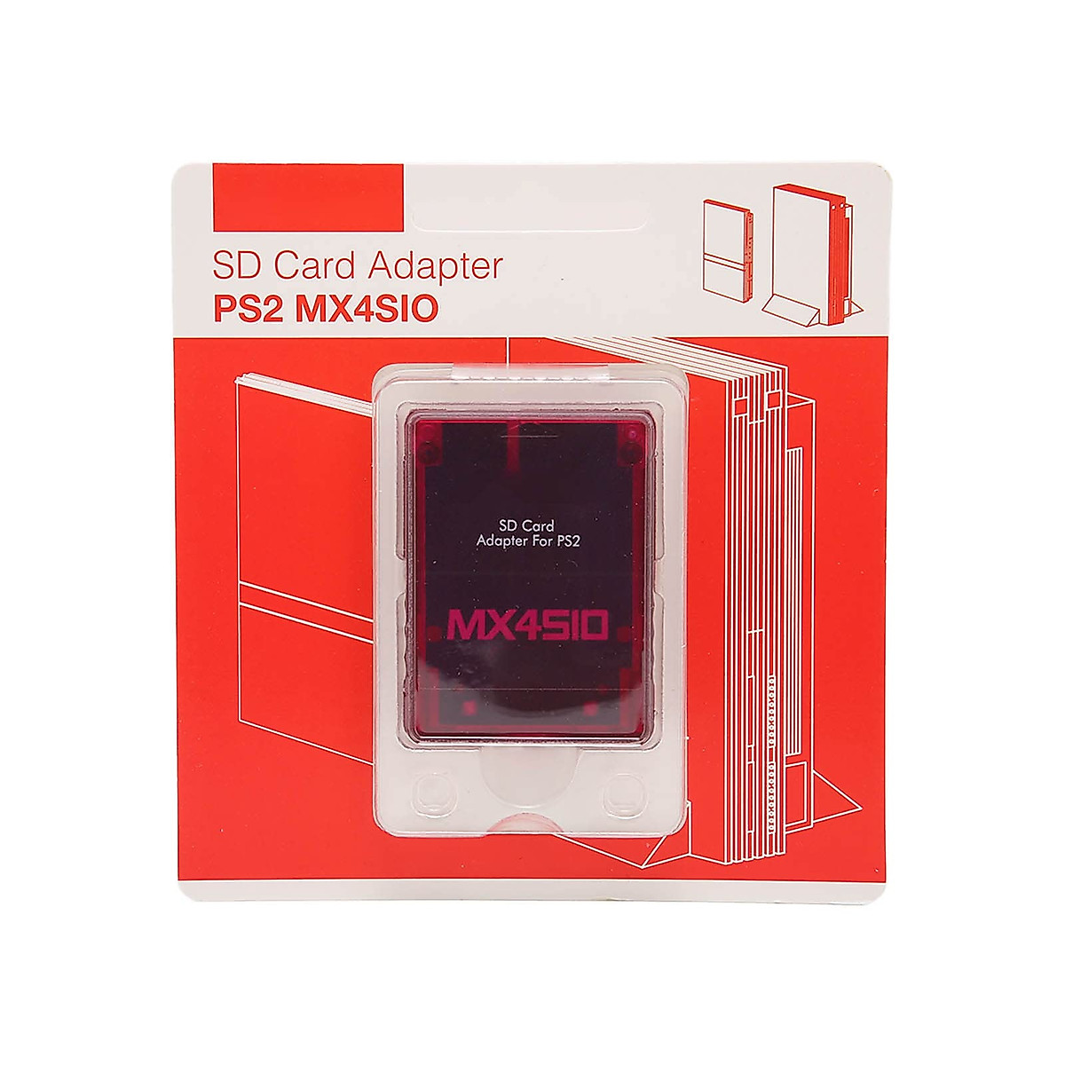 Memory Adapter for PS2, MX4SIO(Memory Expansion for SIO) SIO2SD Memory Adapter Replacement Memory Reader for PS2 Fat Console(Red)