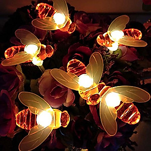 Honeybee Fairy String Lights,40 LED 14Ft Honeybee Battery Power Led String Lights for Party,Wedding,Xmas,Decoration,Gardens,Patios