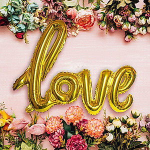 Cafurty 42 Inch Love Balloon Champagne Gold Letter Decorations Valentines Wedding Romantic Balloon Anniversary Decor, Bridal Shower or Birthday – Gold
