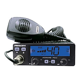 President Adams FCC CB Radio, Large LCD with 7 Colors, Programmable EMG Channel Shortcuts, Roger Beep and Key Beep, Electret or Dynamic Mic, ASC and Manual Squelch, Talkback