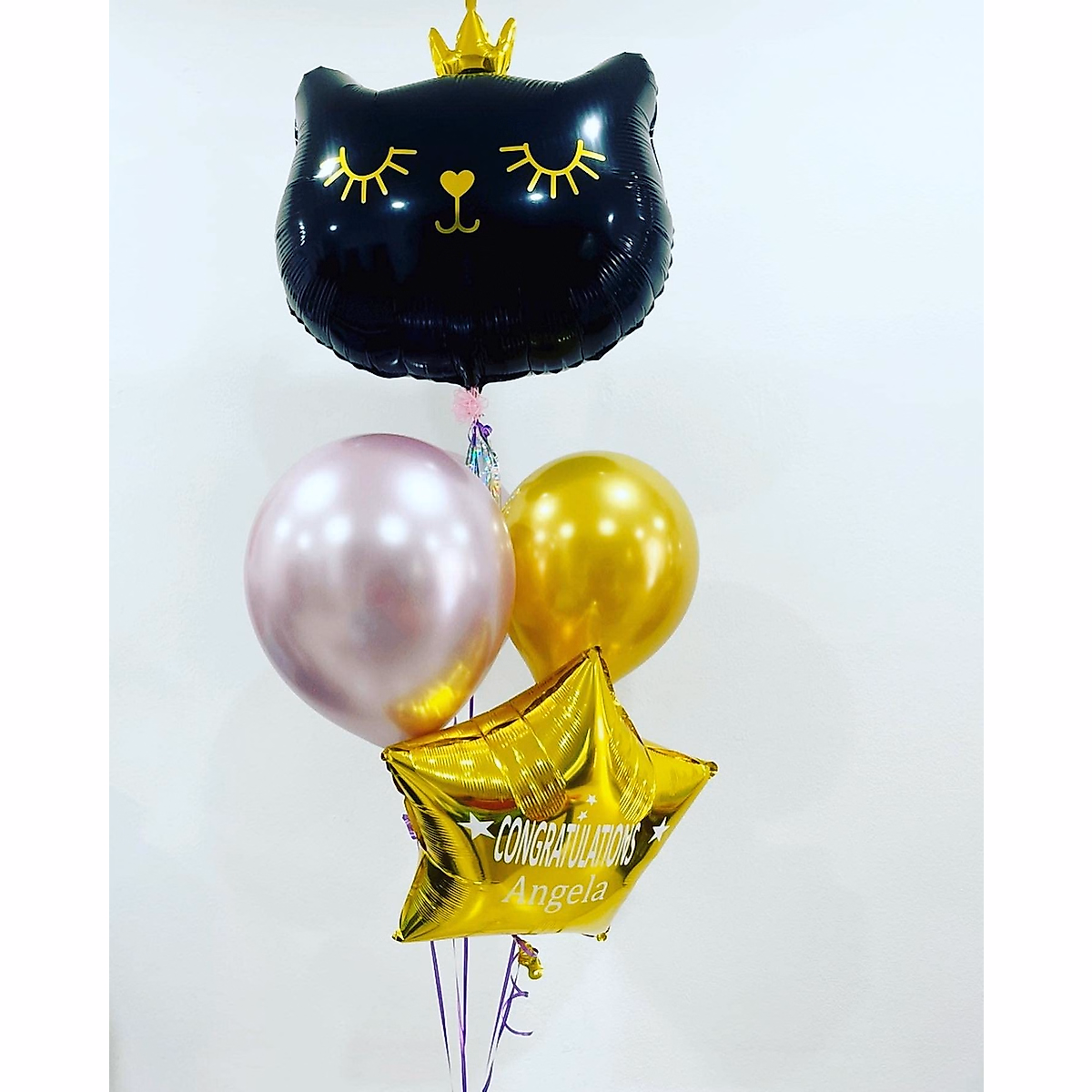 Giant Cat Balloons 22 Inch Adorable Black Crown Kitty White Cat Balloons for Kitten Pet Cat Theme Birthday Party Decorations