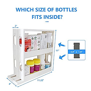 Dutiplus Medicine Cabinet Organizer 2-Tier Pull-and-Rotate Shelf Storage Rack Organizer for Holding Vitamins, Supplements Cosmetics 11" H x 4.1" W x 11.25" L