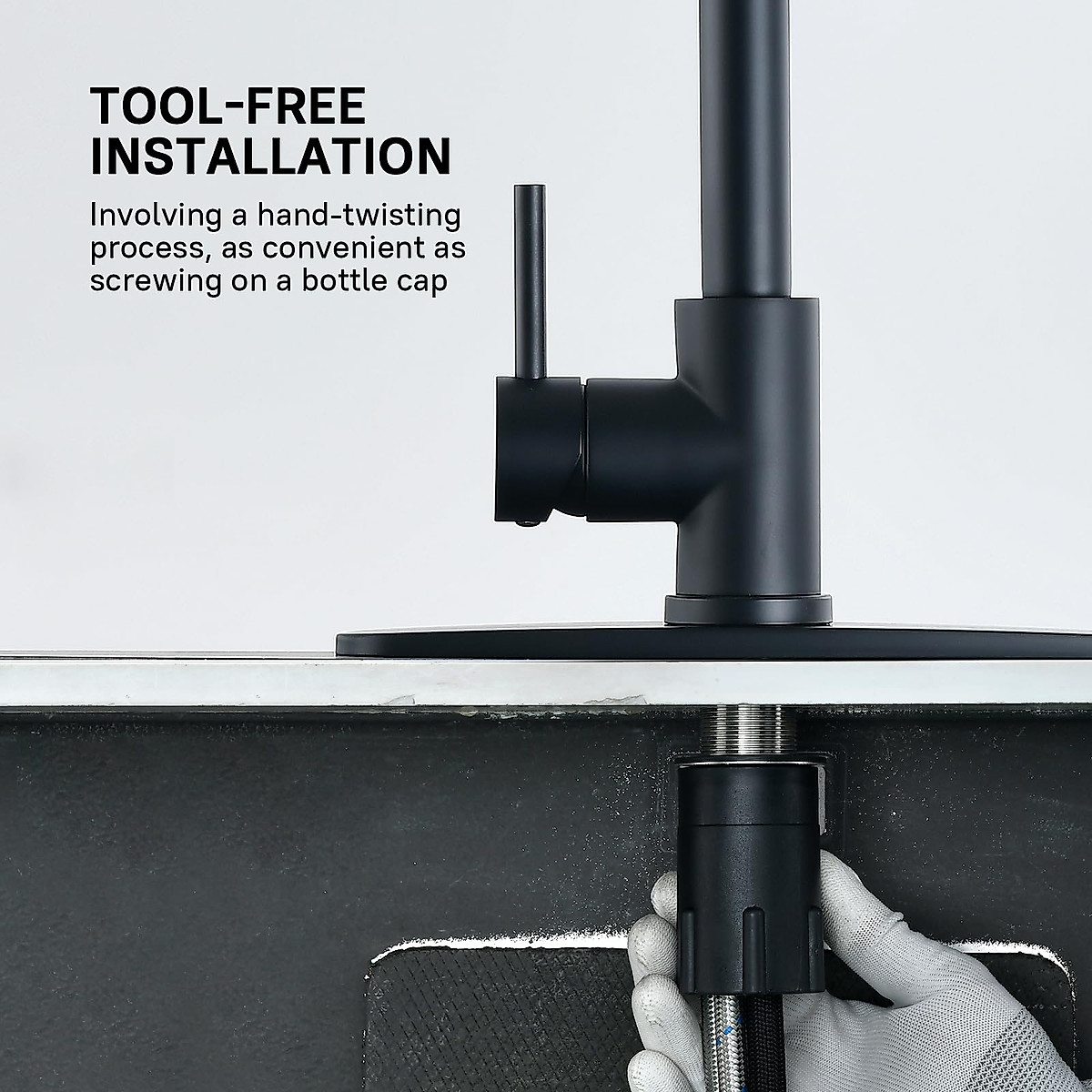 WEWE Black Kitchen Faucet, Kitchen Faucets with Pull Down Sprayer Commercial Stainless Steel Single Handle Single Hole Kitchen Sink Faucet for Farmhouse Camper Laundry Rv Bar