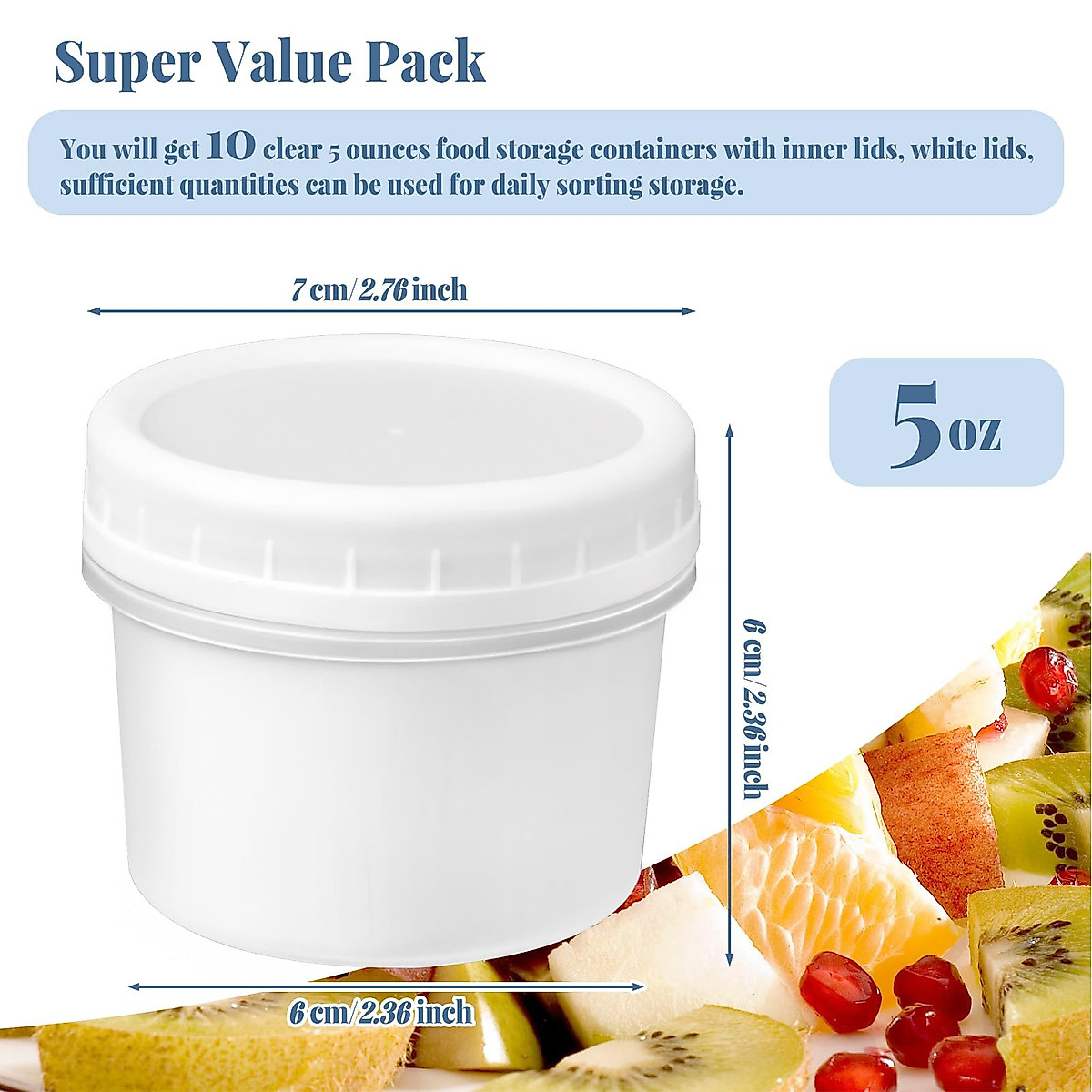 TKOnline 10 Pack 5oz Reusable Small Plastic Containers with Screw Lids, Small Food Storage Freezer Containers, Deli Containers Stackable Food Storage Jars, Sauce Condiment Jars Lunch Box Accessories