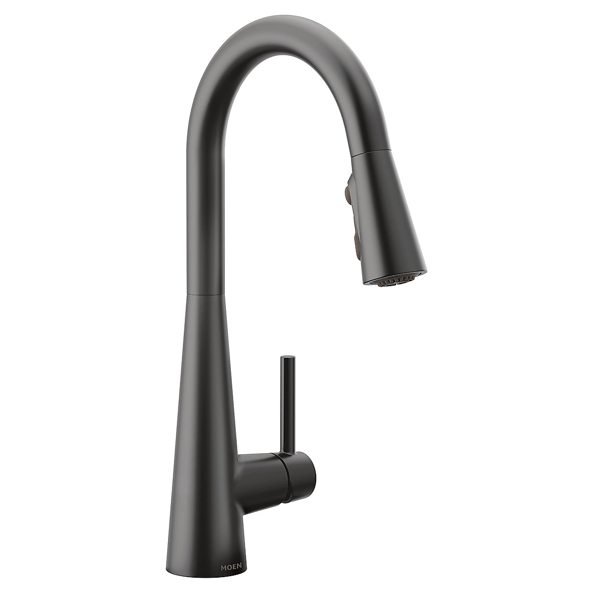 Moen 7864BL Sleek One-Handle High Arc Pulldown Kitchen Faucet Featuring Reflex (7864BL), Matte Black with Kitchen Soap and Lotion Dispenser