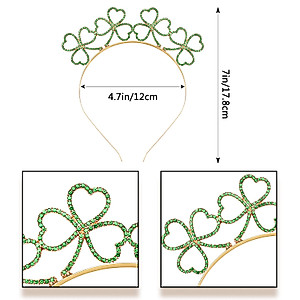 ZITULRY St Patrick's Day Headband Rhinestone Shamrock HAPPY ST.PATRICKS Letter Hairband Crystal Irish Green Lucky Clover Headpiece
