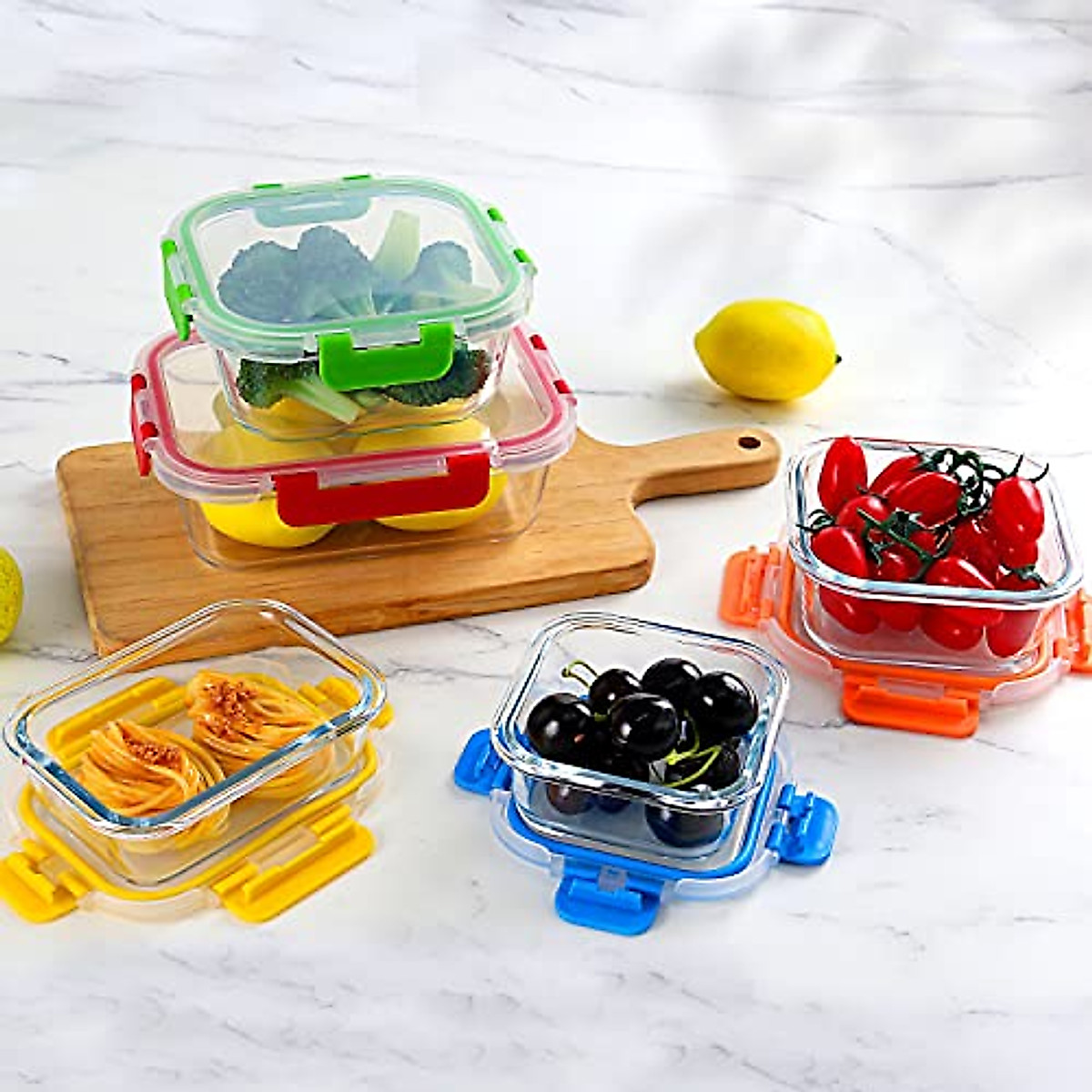 M MCIRCO 20 Pieces Glass Food Storage Container with Lids, Airtight Glass Lunch Containers,No Leaking Glass Meal Prep Container,Microwave, Oven, Freezer and Dishwasher Friendly