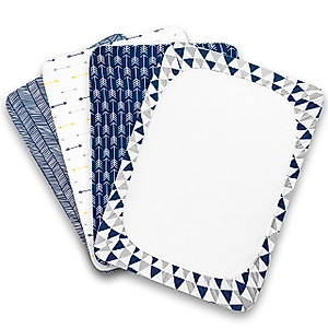 Pack n Play Sheets – Pack and Play Sheets 4 Pack – 100% Super Soft Jersey Knit Cotton Playard Mattress Sheets – Portable Playpen Sheet – Fitted Play Yard Mini Crib Sheets for Boy & Girl (24 x 38 x 5)