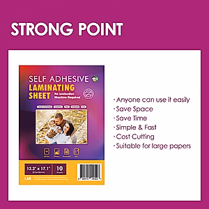 Self Adhesive Laminating Sheets 11 x 17 inch, 10 Pack, 4mil Thickness, No Heat, No Machine Laminating Sheets Self Sealing by HA SHI