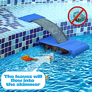 Weewooday Swimming Pool Net Leaf Liberate Hands Skimmer with Animal Saving Escape Ramp, Heavy Duty Pool Leaf Fine Mesh Cleaning Net Skimmer, Rescue Pool Critter Saver Floating Ramp (Light Blue)