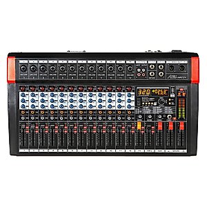 Audio2000'S AMX7374 12-Channel Audio Mixer with 320 DSP Sound Effects, Stereo Sub Out with Sub-Out Level-Control Fader, Level-Control Faders on All Channels, and USB/Computer Interface