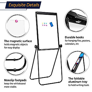 Yaheetech Stand White Board Magnetic 36x24 inches Dry Erase Board Double Sided Adjustable Flipchart Easel Portable Whiteboard with Flipchart Hook for Tabletop Presentation Discusssion Meeting Teaching