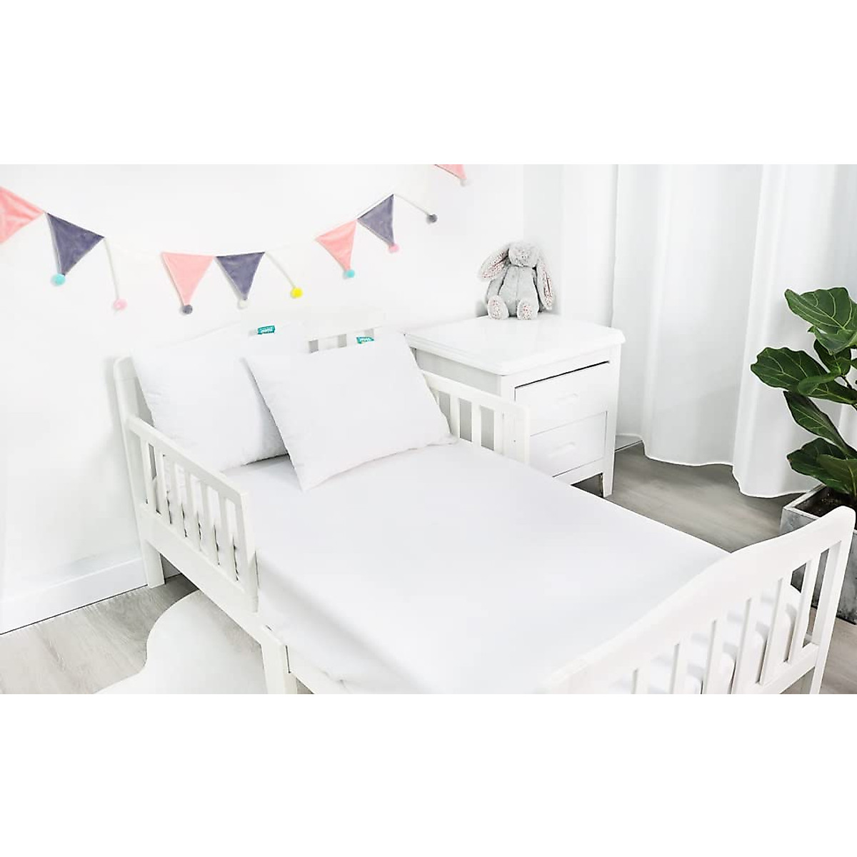 Toddler Pillowcase Protector 2 Pack, Waterproof Pillowcase Cover, Viscose Made from Bamboo Travel Pillow Case Cover with Zipper, Fit Toddler Pillow 13"x18" or 14"x19" for Boys Girls, White