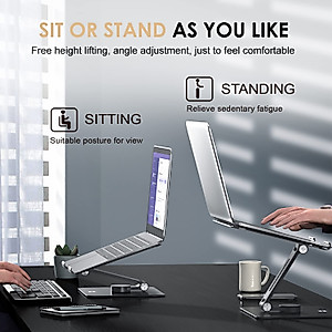Minthouz 360° Swivel Laptop Stand for Desk, Aluminum Laptop Riser Foldable Laptop Holder Ergonomic Notebook Stand, Height Adjustable Computer Stand Fit for All Laptops 10-17 inch(Black)