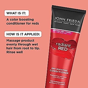 John Frieda Radiant Red Red Hair Conditioner, Daily Deep Conditioner, with Pomegranate and Vitamin E, Helps Replenish Red Hair Tones, 8.3 Ounce (2 Pack)