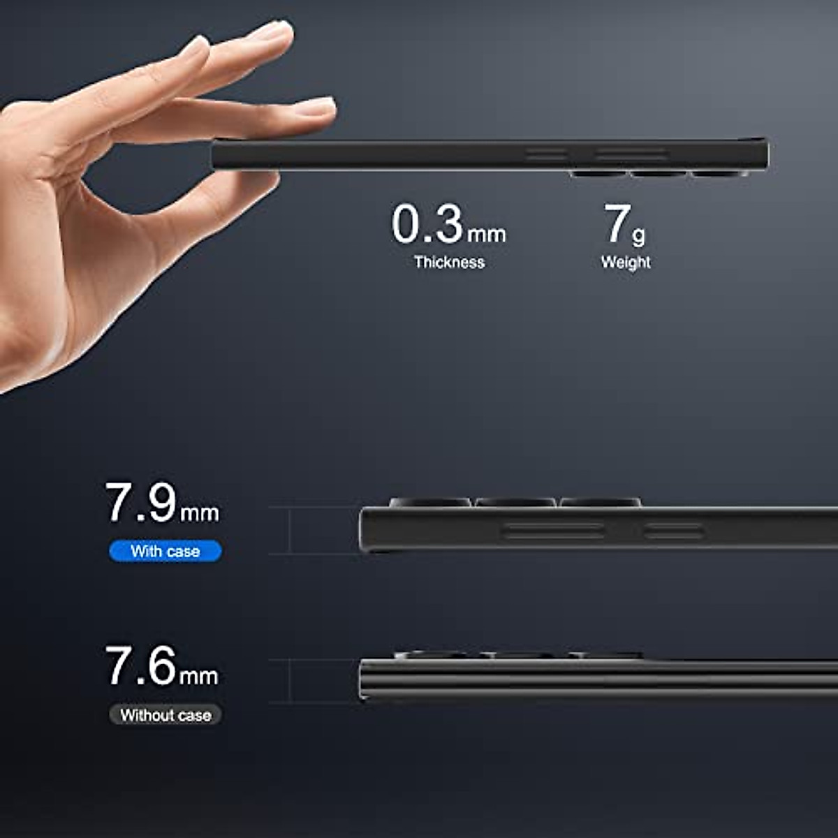 Memumi Ultra Slim Samsung Galaxy S23 Ultra Case, 0.3mm Matte Hard Back Cover, Minimalist Design - Matte Black