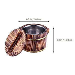 DOITOOL Sushi Rice Cooling Bowl Wooden Rice Bucket Wooden Rice Barrel Hangiri Sushi Oke Rice Mixing Tub Sushi Rice Warmer for Home Restaurant Rice Sushi Bowl, 16X11CM